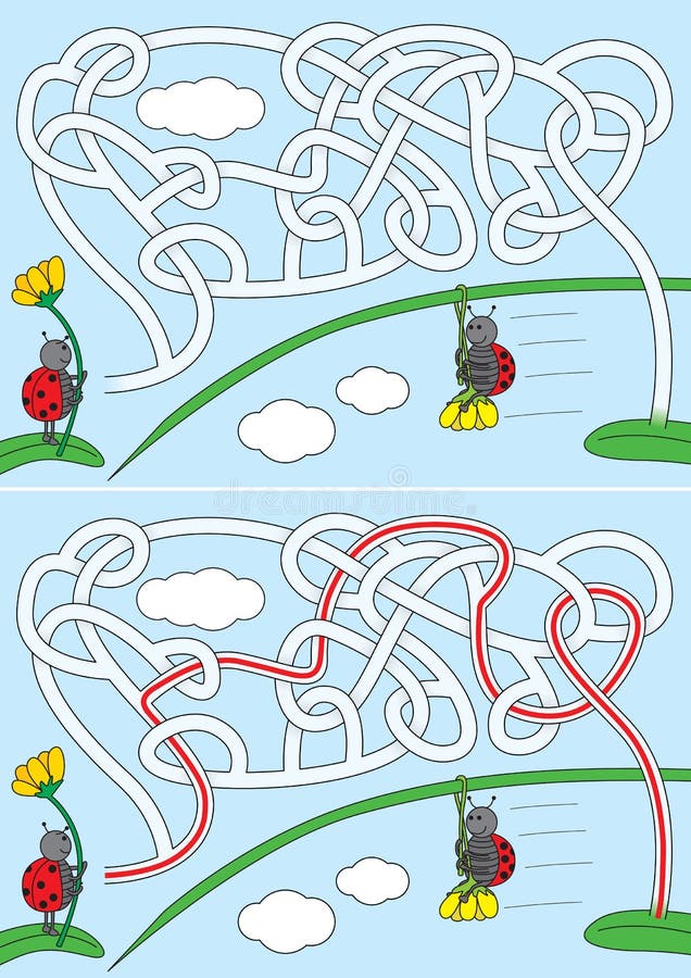 Ladybug maze stock vector. Illustration of path, solution - 146997953
