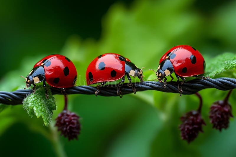 Ladybugs, Crawling Along a Vine, Determined Steps Navigate the ...