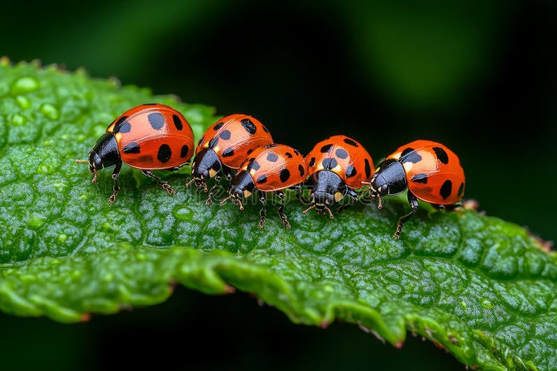 Ladybugs, Crawling Along a Vine, Determined Steps Navigate the ...