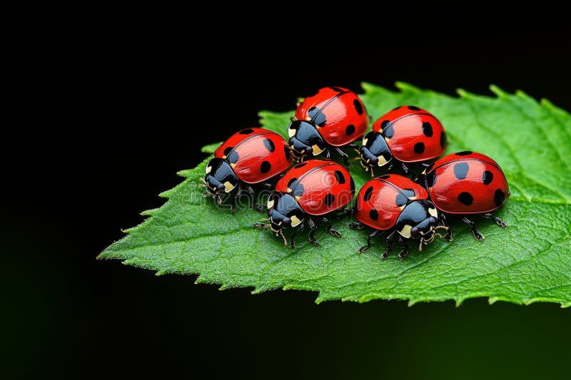 Ladybugs, Gathering on a Leaf, Social Creatures Sometimes Form Small ...