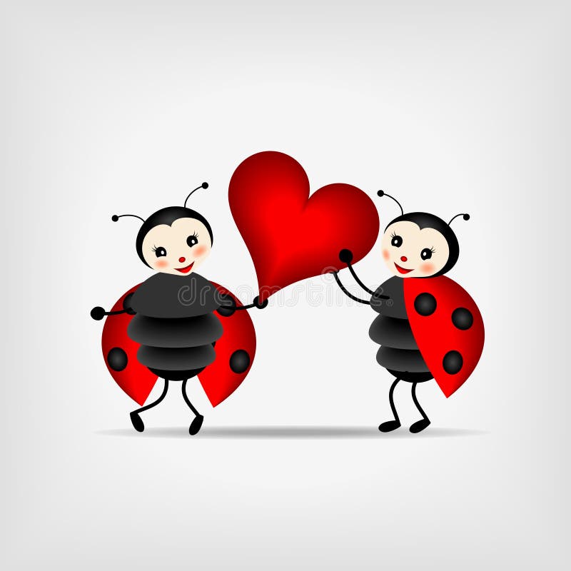 Ladybugs with heart stock vector. Illustration of couple - 23774202