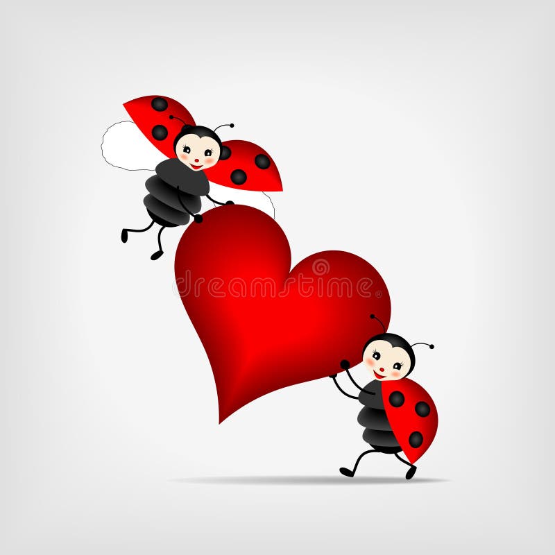 Ladybugs with heart stock vector. Illustration of beetle - 23869168