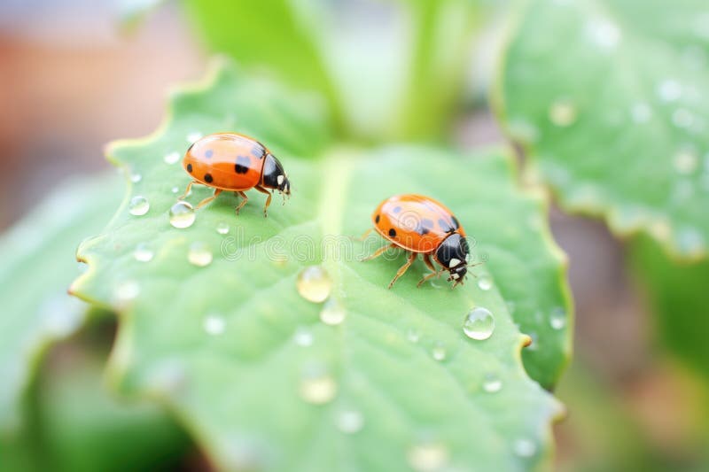 Ladybugs on Leaves, Natural Pest Control Stock Image - Image of insects ...