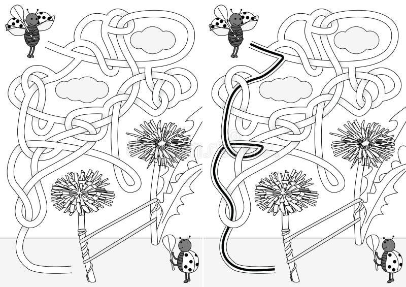 Ladybugs maze stock vector. Illustration of game, white - 138545710