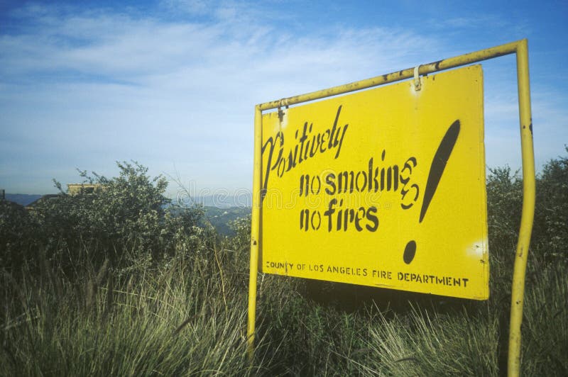A LAFD Sign that Reads No Smoking, No Fires Stock Photo - Image of ...