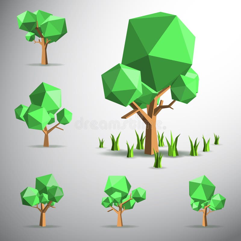 Lage Veelhoek 3D Boom Op Land Stock Illustratie - Illustration of ...