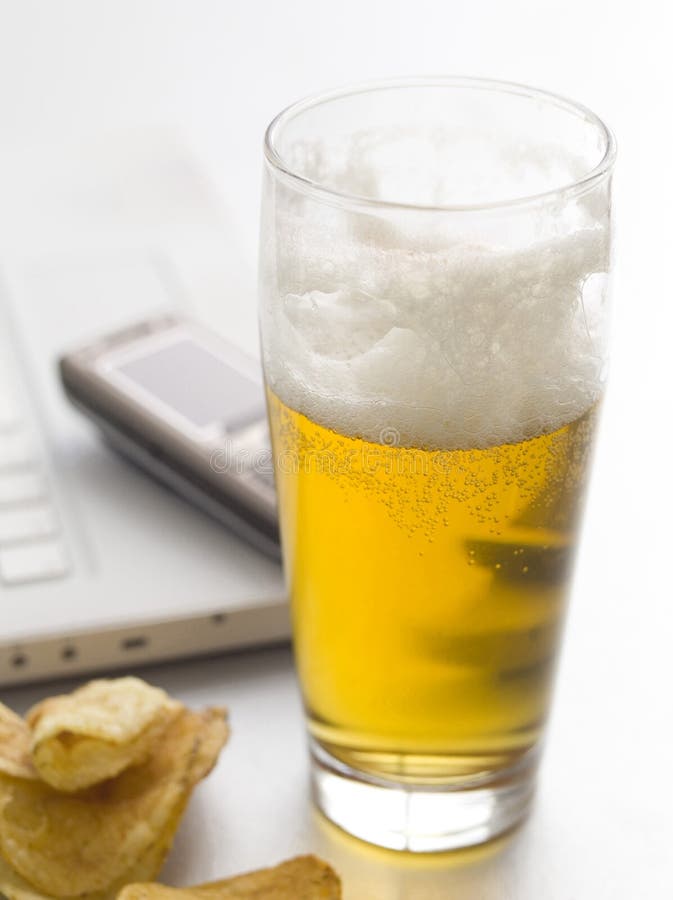 Lager and Crisps. Conceptual Image Stock Photo - Image of alcoholic ...