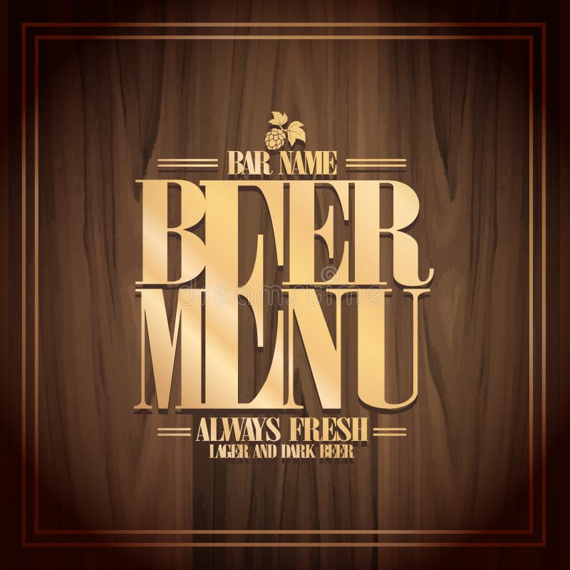 Lager and Dark Beer Menu Design for Bar Stock Vector - Illustration of ...