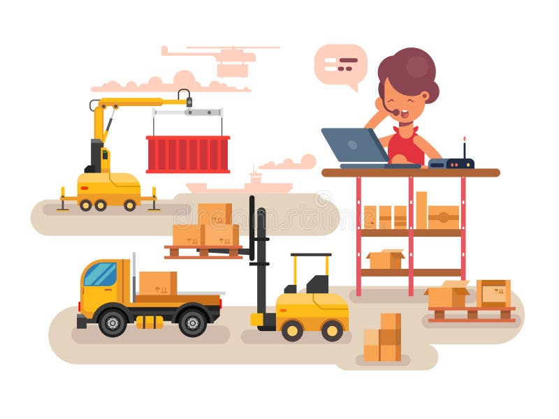 Lagerlogistik-Konzeptdesign Vektor Abbildung - Illustration von paket ...