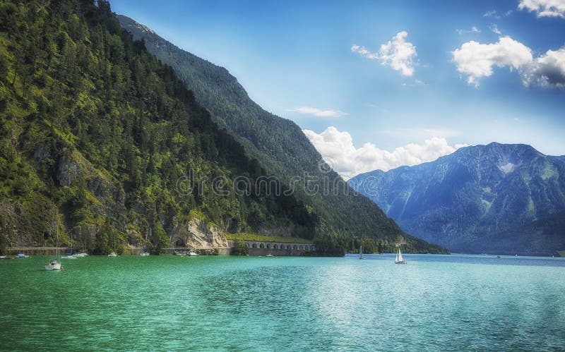Lago Achensee Summer, Áustria Imagem de Stock - Imagem de lago, fundo ...
