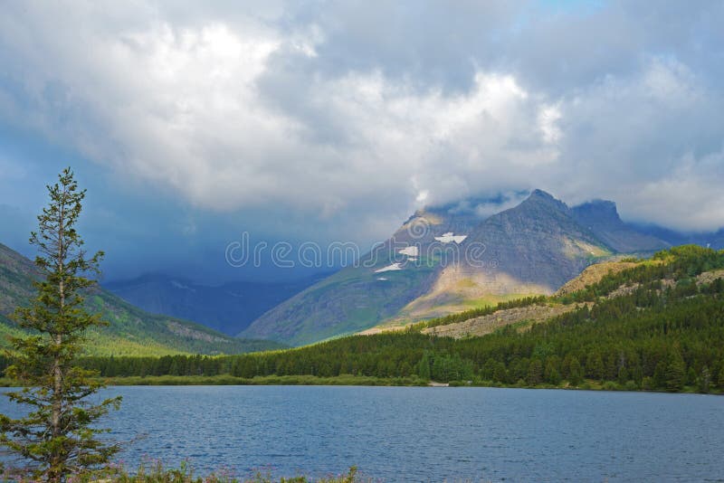 Lago Azul Claro En Parque Nacional Glacier Imagen de archivo - Imagen ...