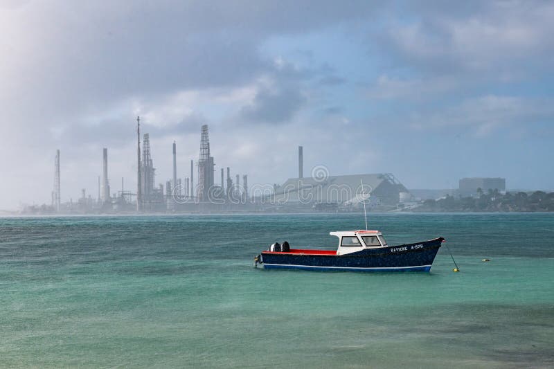 Lago Colony Lagoon, Refinery and Beach Editorial Photography - Image of ...