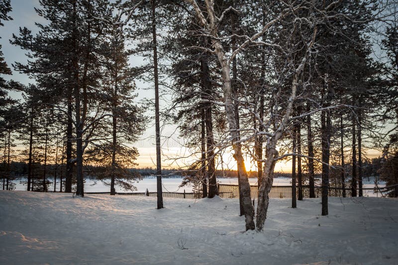Lago Congelado Em Inari, Finlândia Foto de Stock - Imagem de paisagem ...