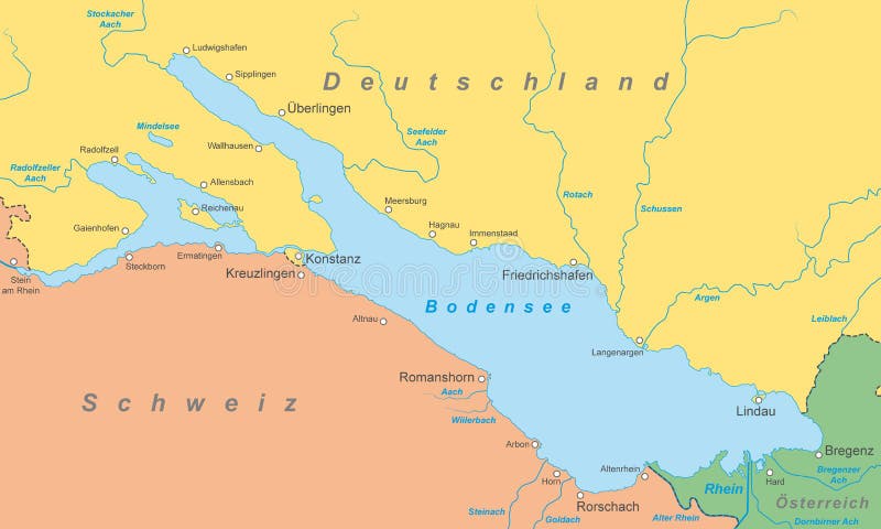 Lago Constance - Mapa Do Lago Constance Ilustração do Vetor ...