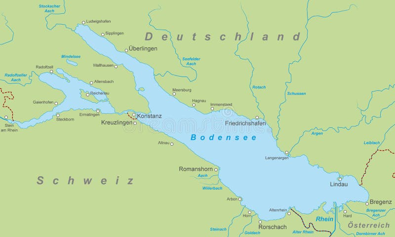 Lago Constance - Mapa Do Lago Constance Ilustração Stock - Ilustração ...