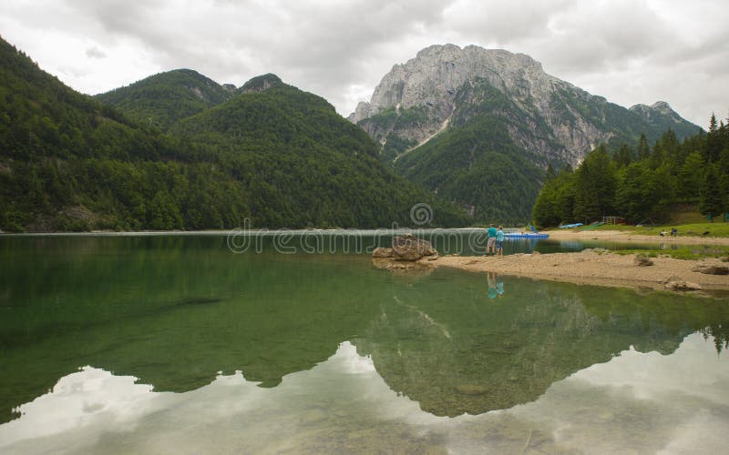Lago Del Predil, Predil Lake, Italy Stock Image - Image of mangart ...