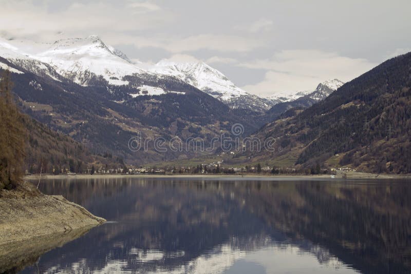 Lago Di Poschiavo at Alpine Valley Stock Image - Image of peak, quiet ...