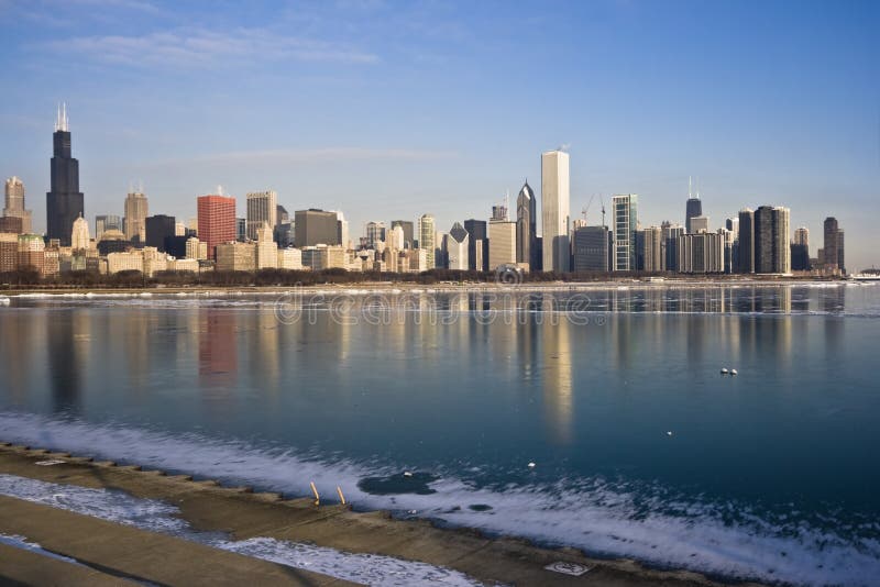 Lago Michigan Congelado Em Chicago Foto de Stock - Imagem de outono ...