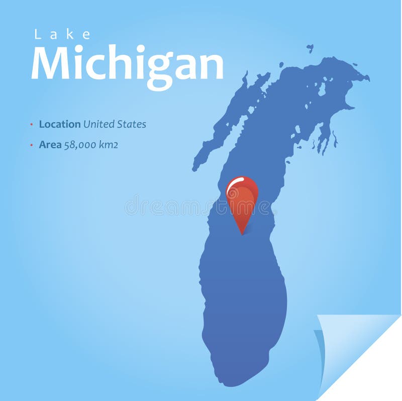 Mappa Vettoriale Lago Michigan Isolata Su Fondo Bianco. Cartina Nera ...