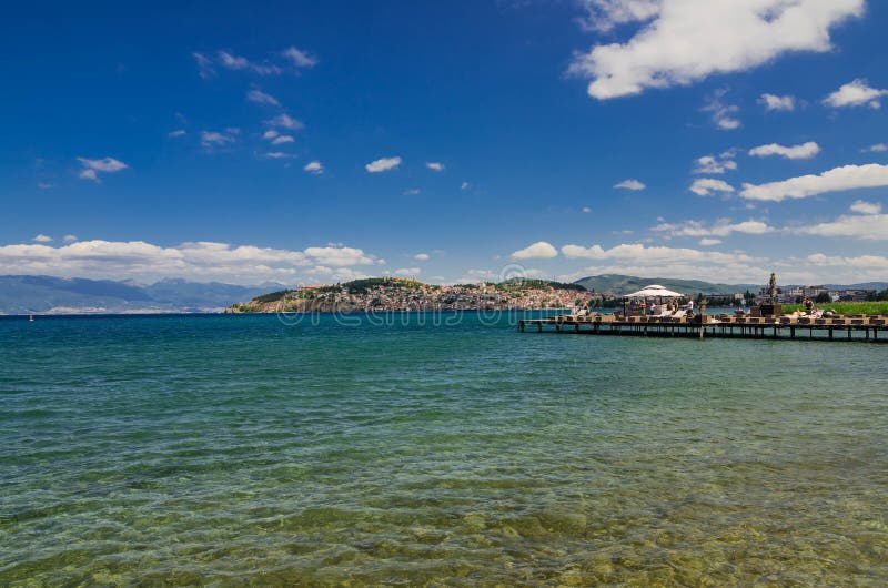 Lago Ohrid y las playas imagen editorial. Imagen de fondo - 102794490