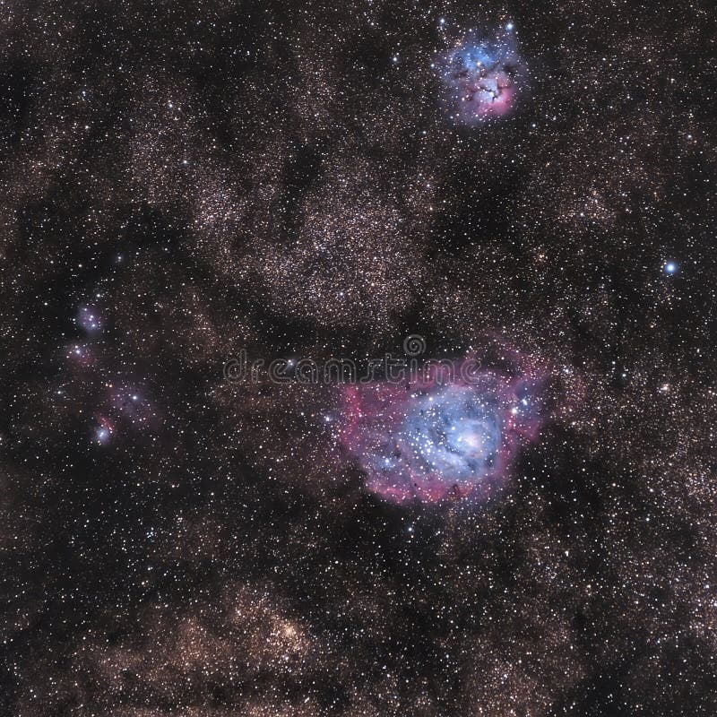 Lagoa Ans Trifid Nebulae, M8 E M20 Foto de Stock - Imagem de universo ...