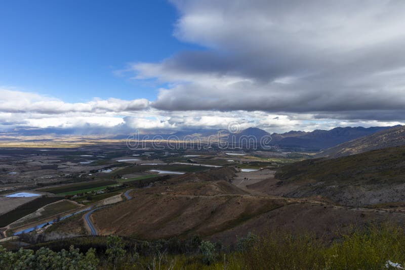 Lagoons and Vineyards from Gydo Pass in the Western Cape Stock Photo ...