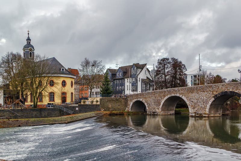 Lahn Bridge in Wetzlar, Germany Stock Image - Image of water, town ...