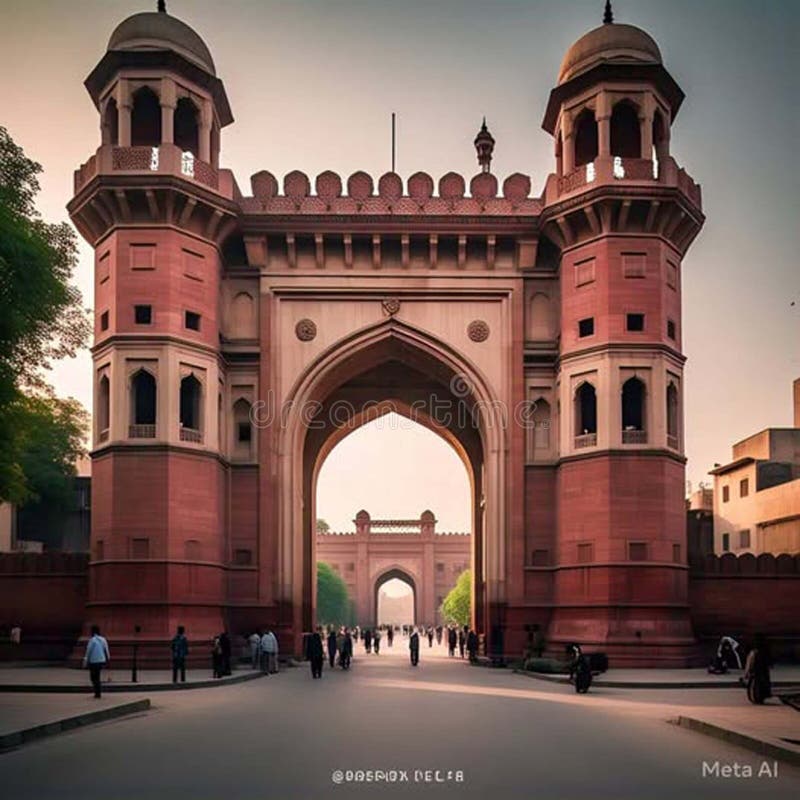Lahore Gate AI Generated Image Stock Image - Image of plaza, evening ...
