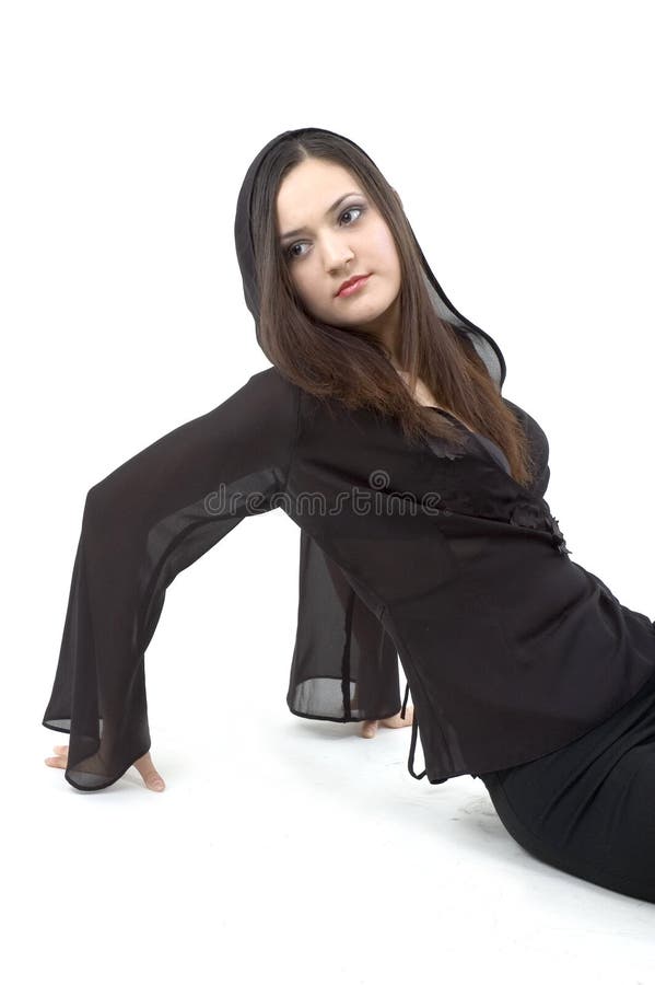 Laid back girl stock image. Image of blouse, dark, dramatic - 686185
