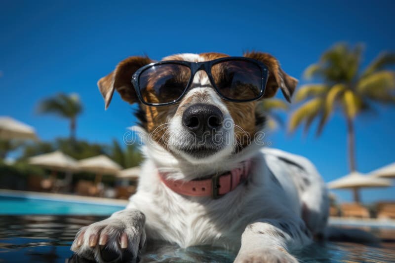 Laid-Back Jack Russell: Unwinding on Vacation on the Beach. Generative ...