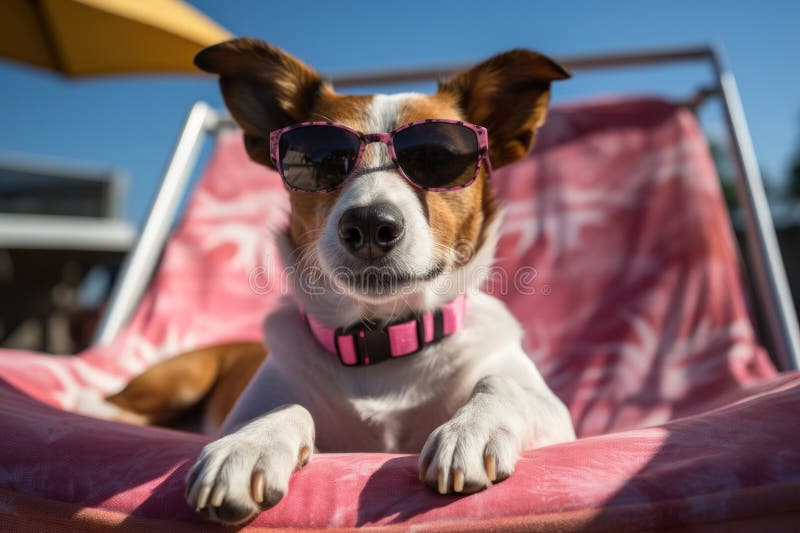 Laid-Back Jack Russell: Unwinding on Vacation on the Beach. Generative ...
