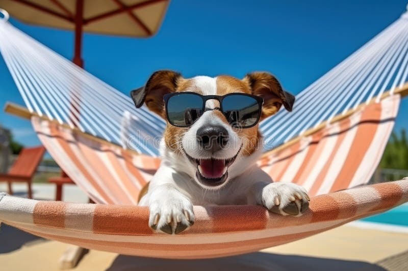 Laid-Back Jack Russell: Unwinding on Vacation on the Beach. Generative ...