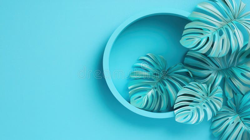 Laid-back Tropical Leaves on Vibrant Blue Background for Modern ...
