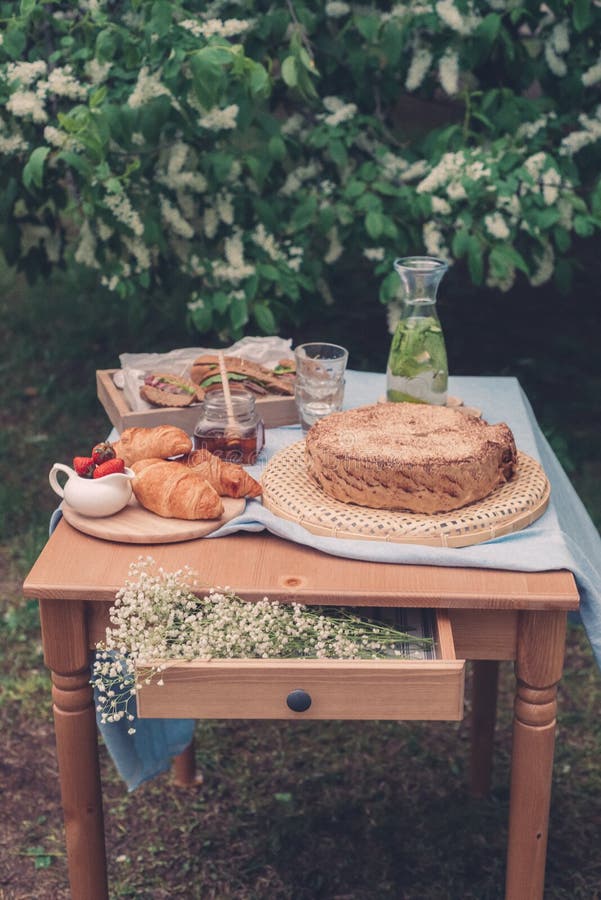 Laid table on a picnic stock image. Image of picnic, lunch - 83244393