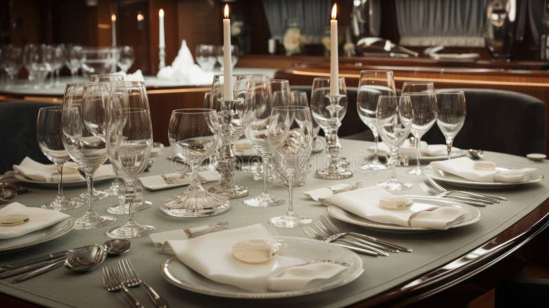 Laid Table in a Restaurant Illustration AI Generative Stock ...