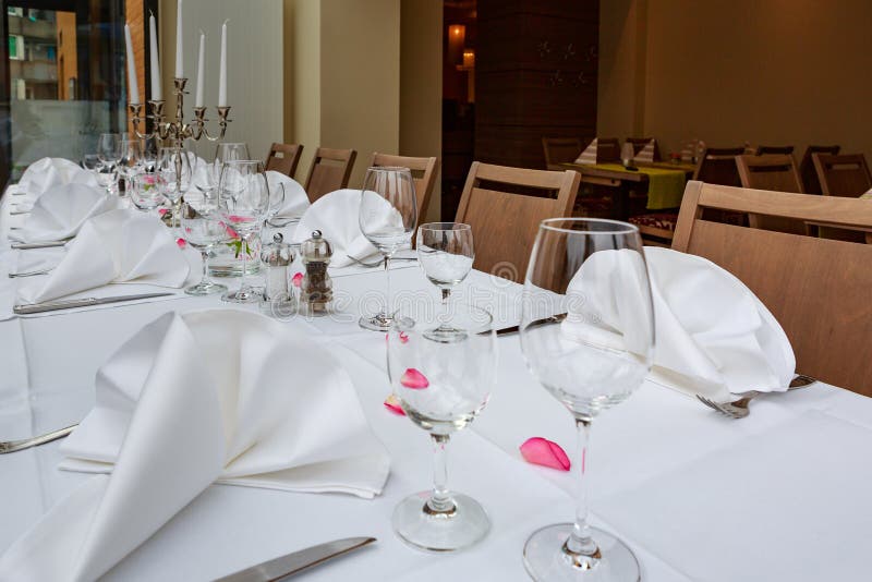 Laid Tables Reserved for Diners Stock Photo - Image of table, dine ...