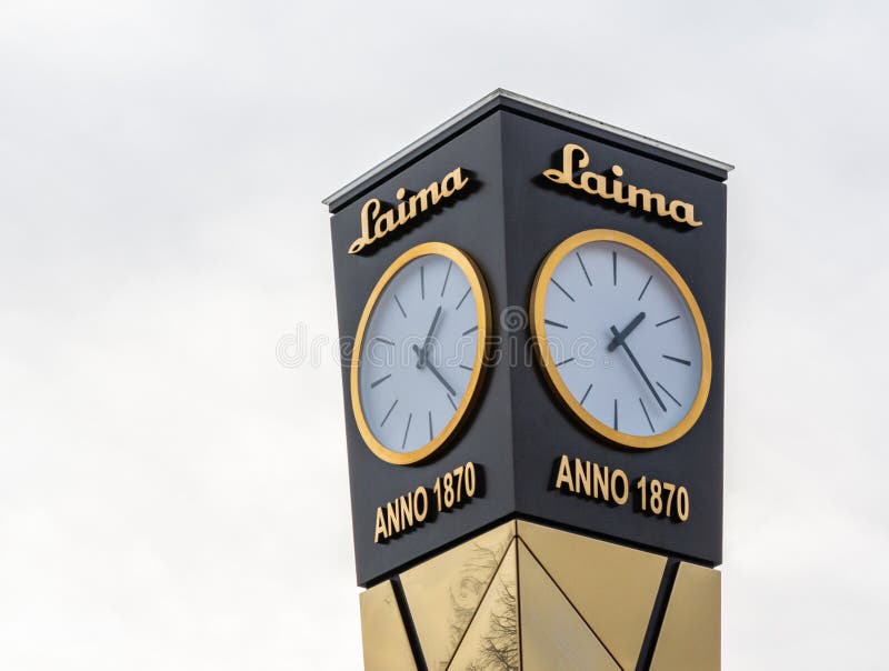 The Laima Clock is a Landmark in Central Riga, Latvia. Editorial Photo ...