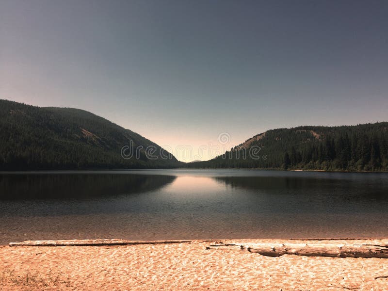 Lake in British Columbia Showing Geometric Shape Stock Image - Image of ...