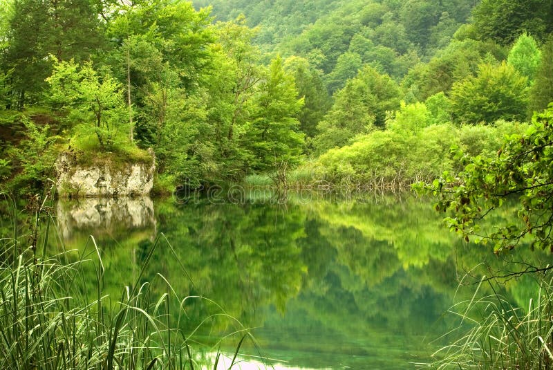 Hillside Lake Scene in Hubei Stock Image - Image of forest, wudang: 4512897