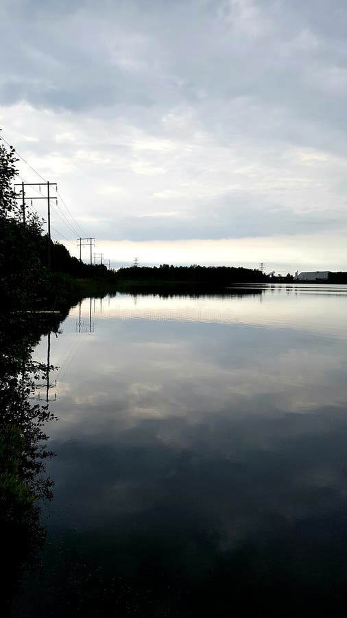 Lake stock photo. Image of reflections, powerline, lake - 97010258