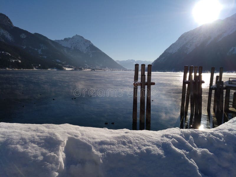 The Lake Achensee in Winter Austria Stock Image - Image of snow, alpine ...