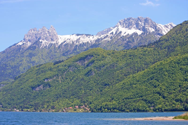 Lake Annecy stock photo. Image of lake, trees, wood, town - 39876382