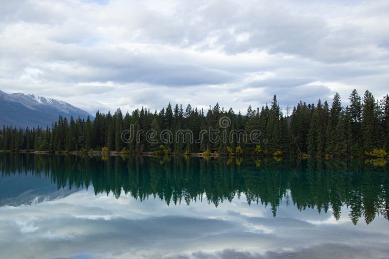 Lake Annette at Jasper National Park, Alberta, Canada Stock Photo ...