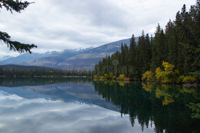 Lake Annette at Jasper National Park, Alberta, Canada Stock Image ...