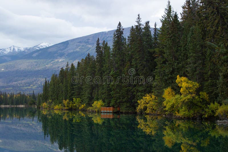 Lake Annette at Jasper National Park, Alberta, Canada Stock Image ...