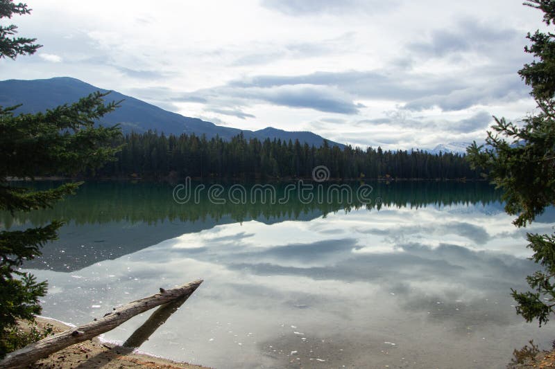 Lake Annette at Jasper National Park, Alberta, Canada Stock Image ...
