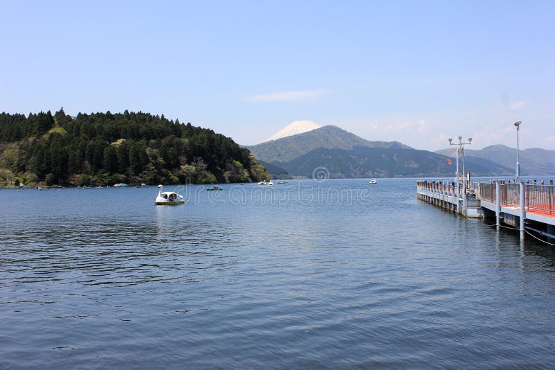 Lake ashi stock image. Image of lake, japanese, mount - 62873451