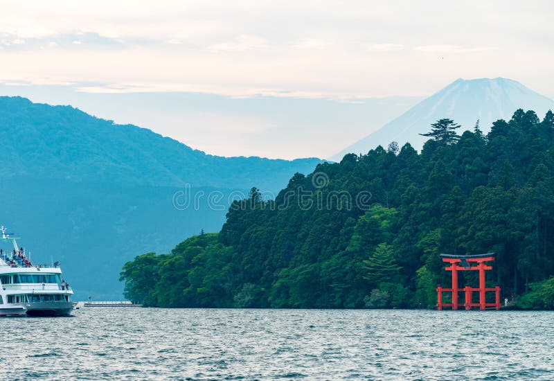 Lake Ashi and Mount Fuji, Hakone - Japan Stock Image - Image of snow ...