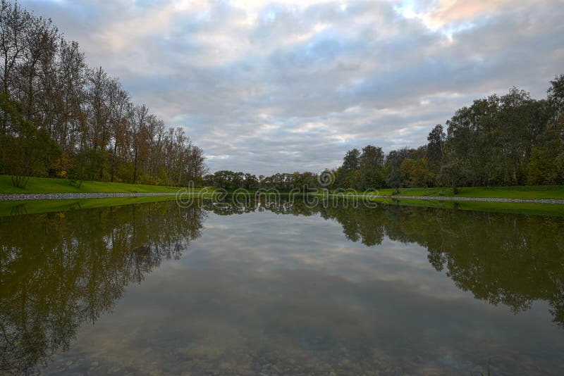 Lake in the Autumn, the Stone Quay and the Reflection from the W Stock ...
