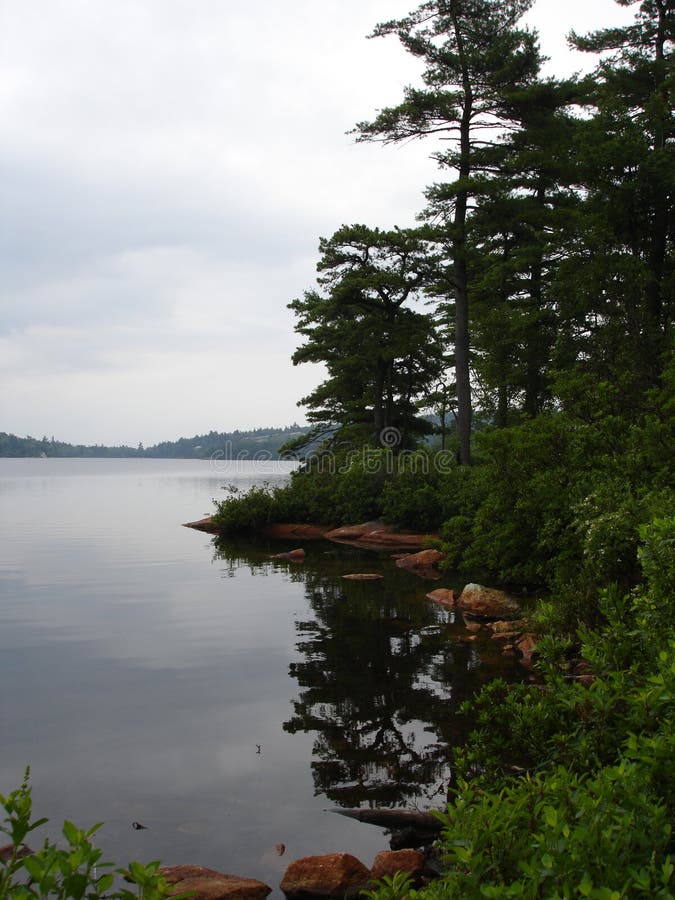 Lake Awosting, rainy day stock image. Image of water, reflection - 982203